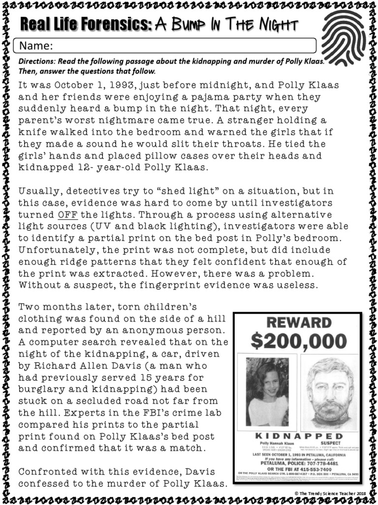 A Bump in The Night: Real Life Forensics | PDF | Fingerprint | Crimes