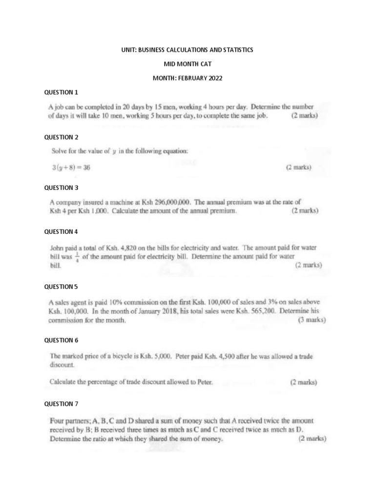 Business Calculations and Statistics | PDF | Career & Growth | Business