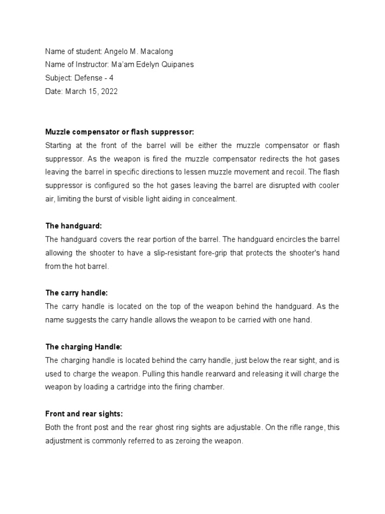 M16 Rifle Part and Function | PDF | Gun Barrel | Magazine (Firearms)