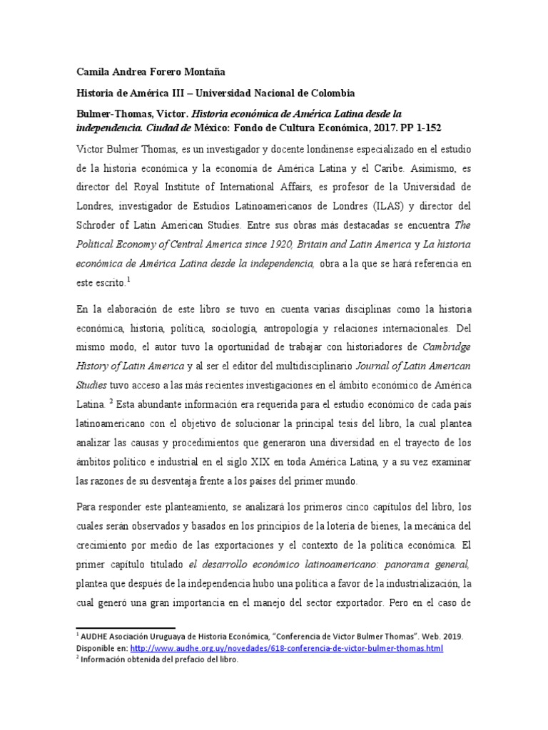 Bulmer-Thomas, Victor. Historia Económica de América Latina Desde La ...