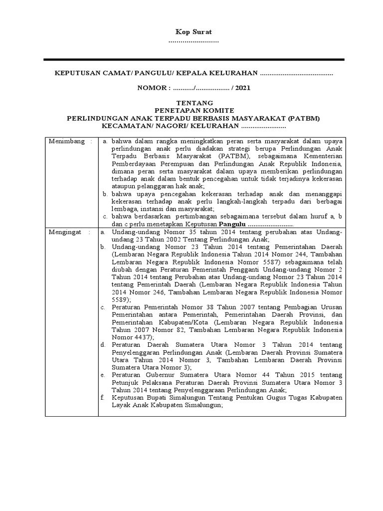 Contoh - SK Patbm 2021 | PDF