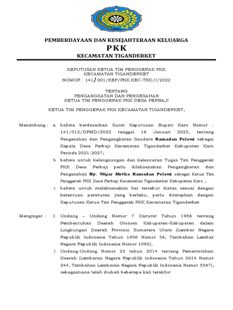 SK PKK Desa Perbaji | PDF