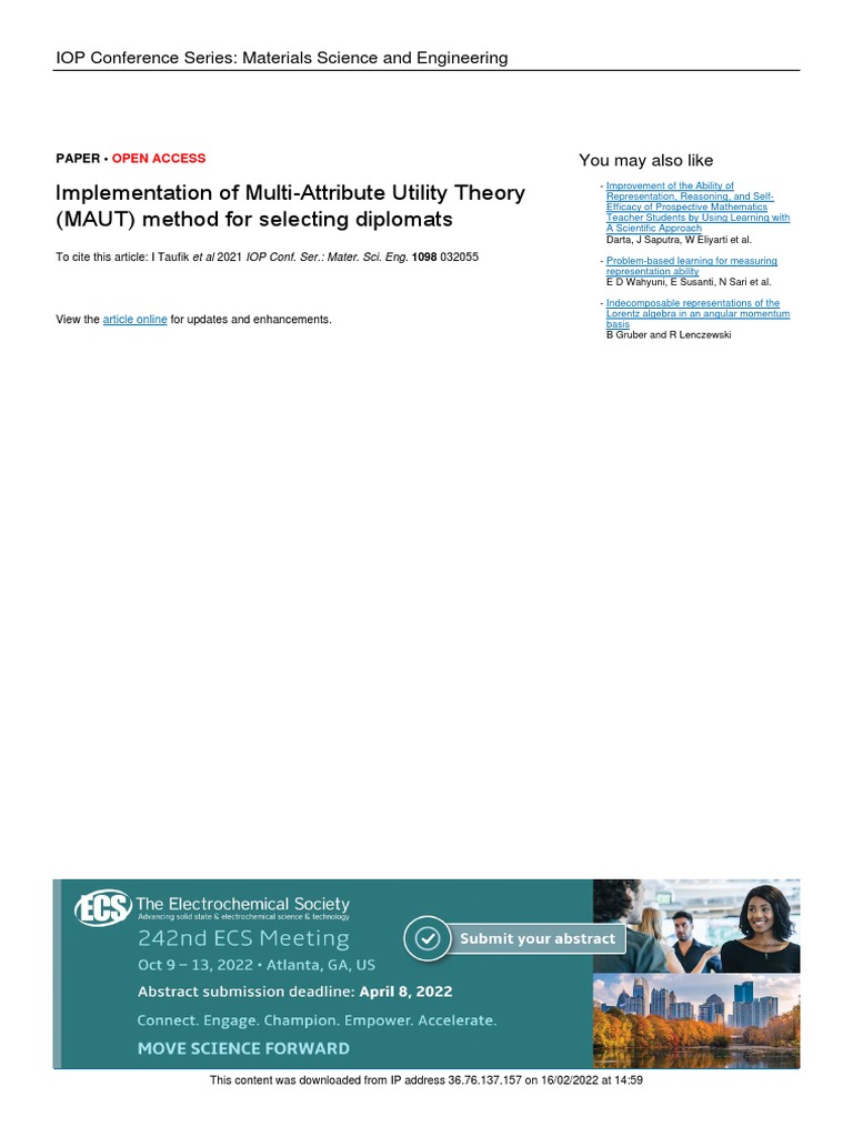 Implementation of Multi-Attribute Utility Theory (MAUT) | PDF ...