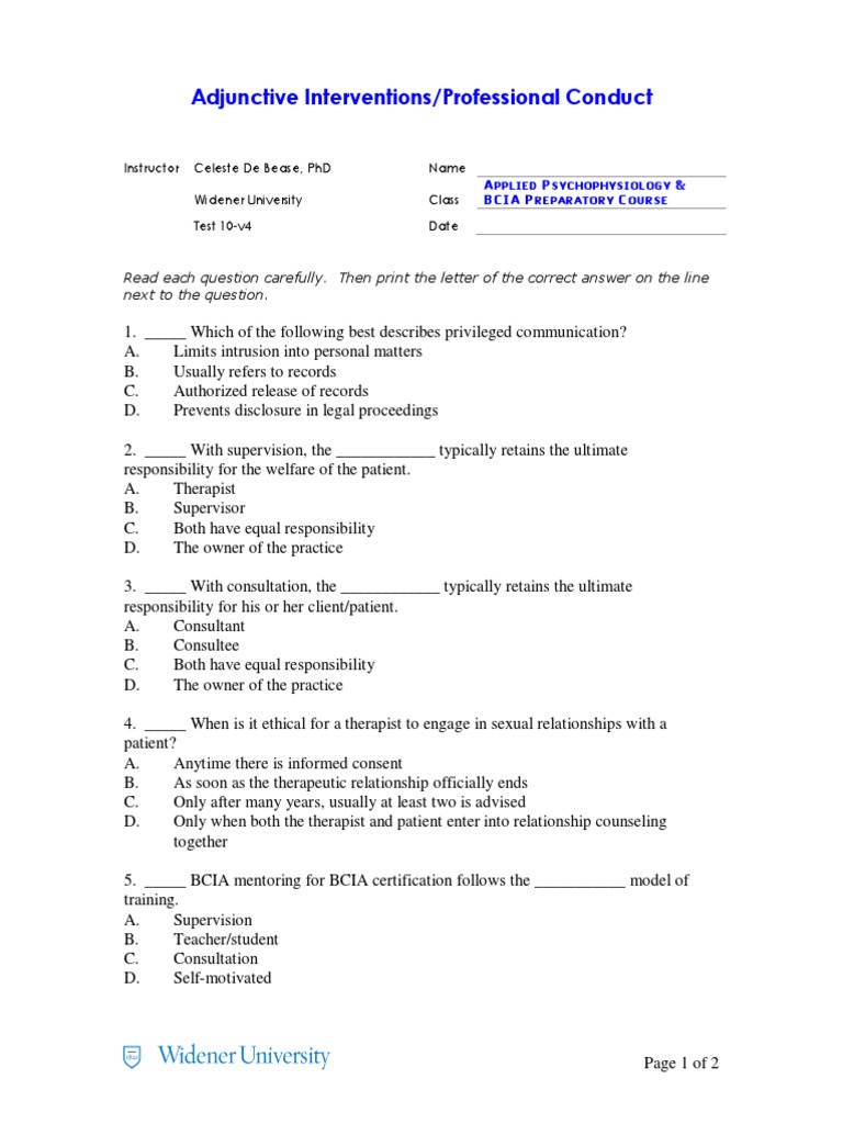 Adjunctive Interventions/Professional Conduct | PDF | Health Sciences ...