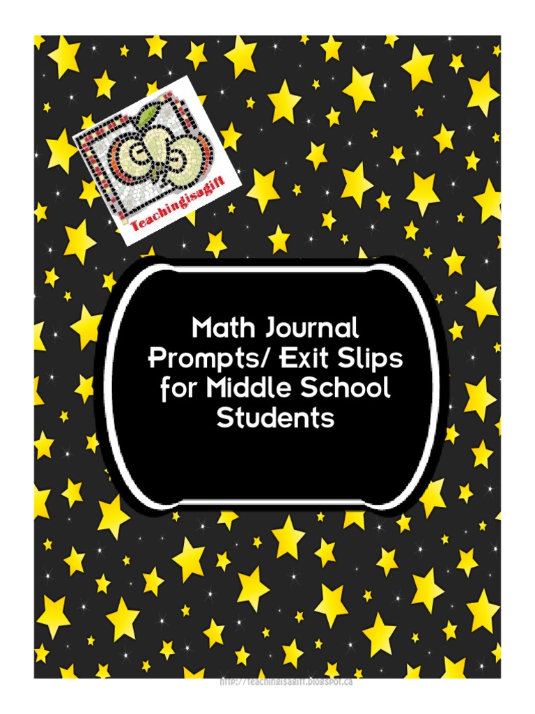 Math Journal Prompts (Exit Slips For Middle School Students) | PDF ...