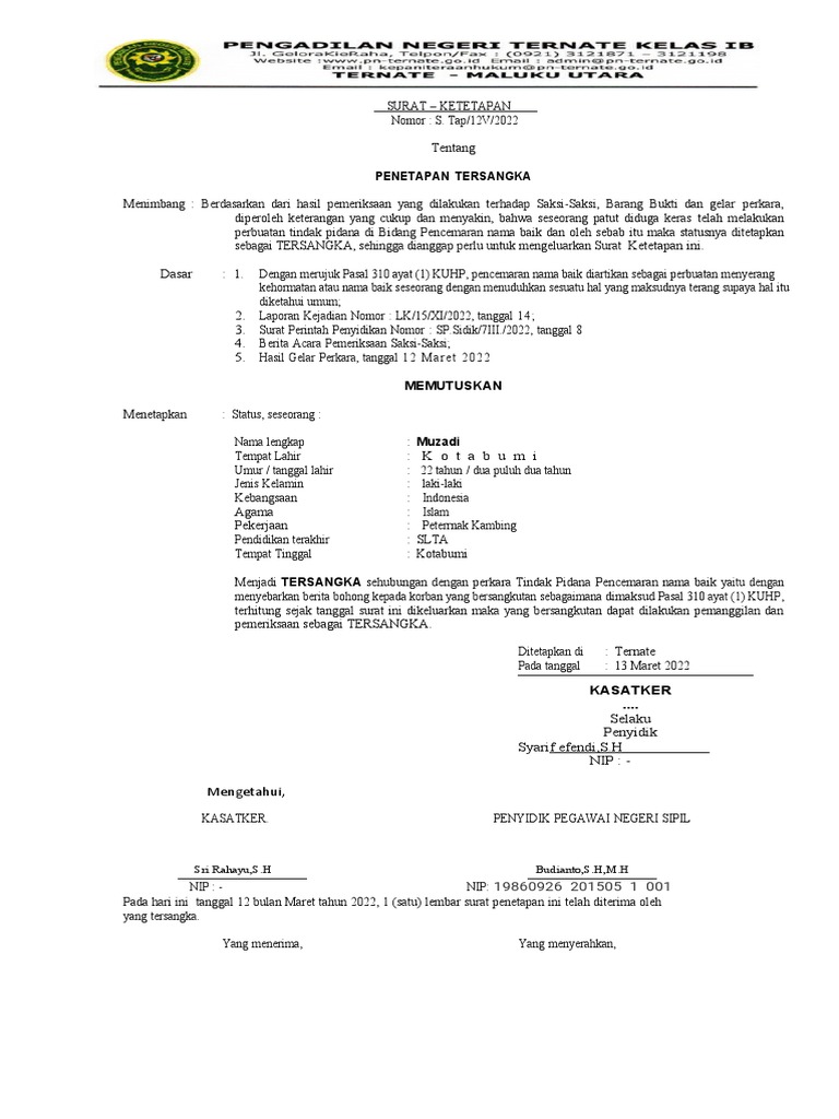 Surat Penetapan Tersangka | PDF Surat Penetapan Tersangka | PDF