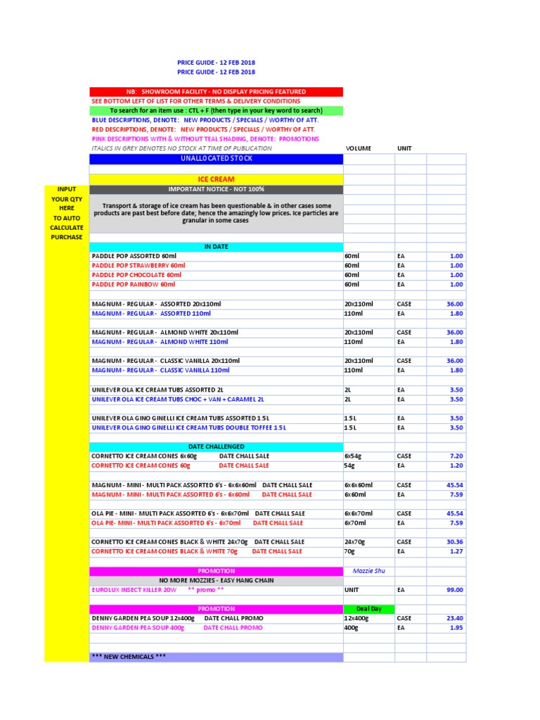 CaterWise - Turura-2018 FEB 12 - Price Guide | PDF | Flour | Margarine