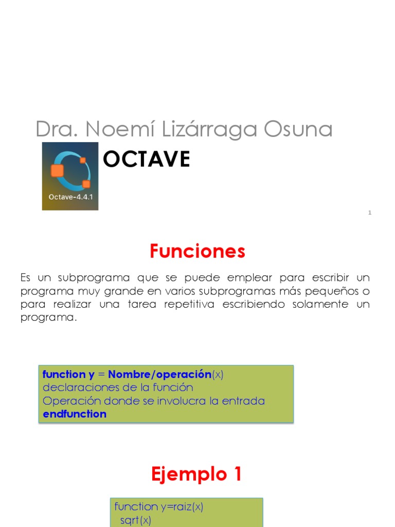 OCTAVE Funciones | PDF | Ingeniería Informática | Desarrollo de software