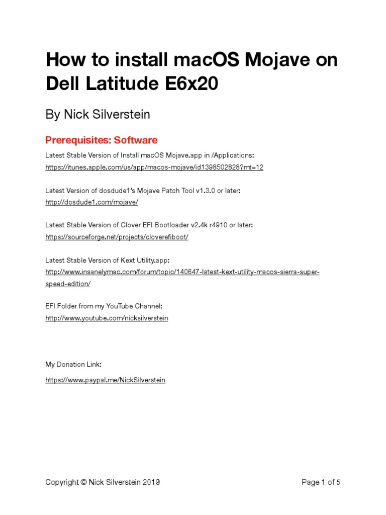 Guide macOS Mojave On Dell Latitude E6x20 | PDF | Operating System Families | Computing Platforms