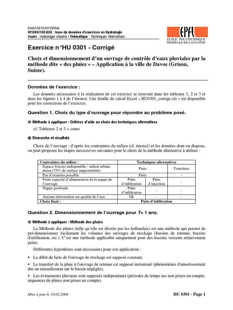Dimensionnement d'un puits d'infiltration | PDF