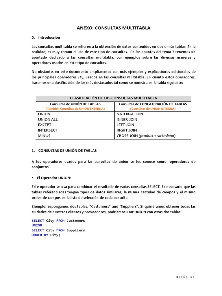 Consultas Multitabla en SQL | PDF | Informática | Bases de datos