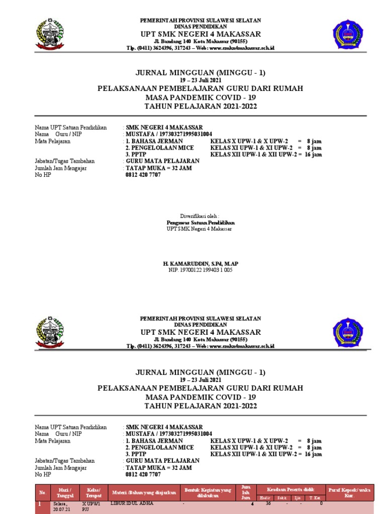 Contoh ADMINISTRASI PBM Selama BDR-Mustafa | PDF