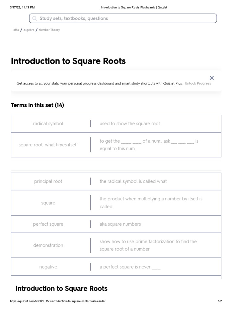 Introduction To Square Roots Flashcards - Quizlet | PDF | Numbers ...