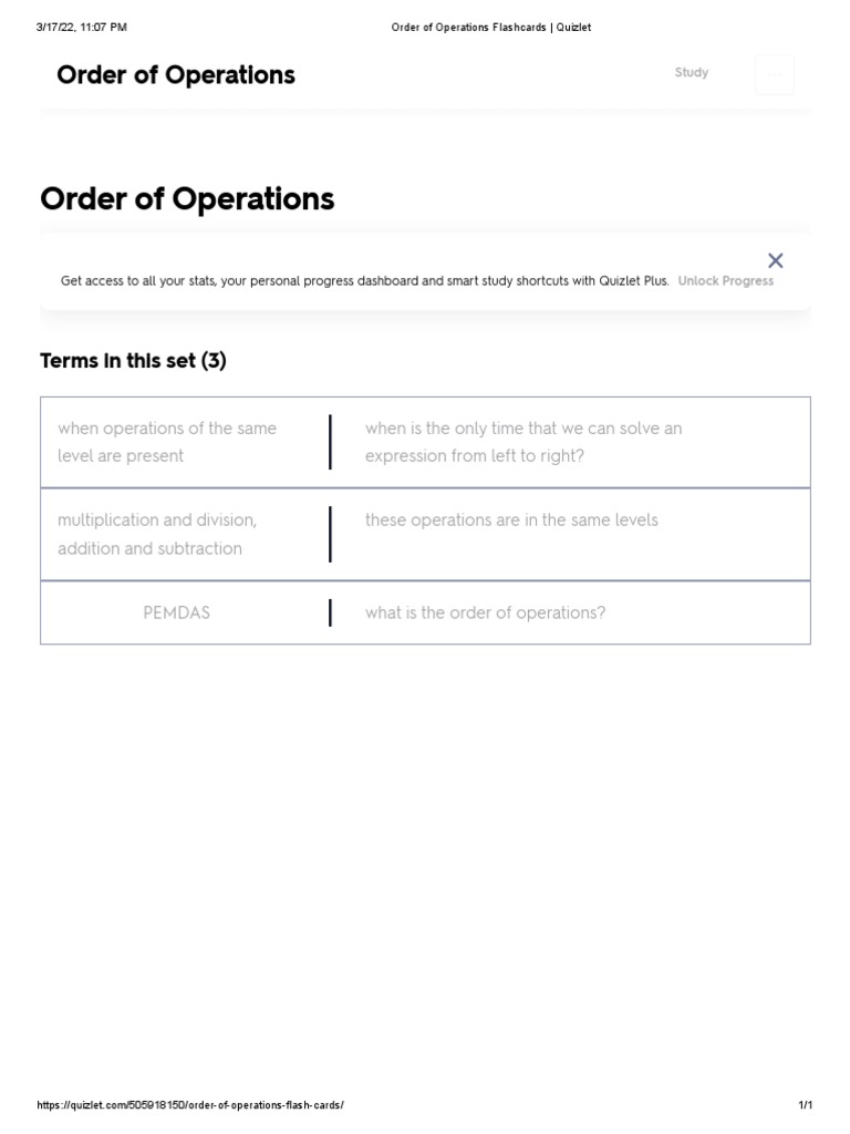 Order of Operations Study Guide | PDF | Computers