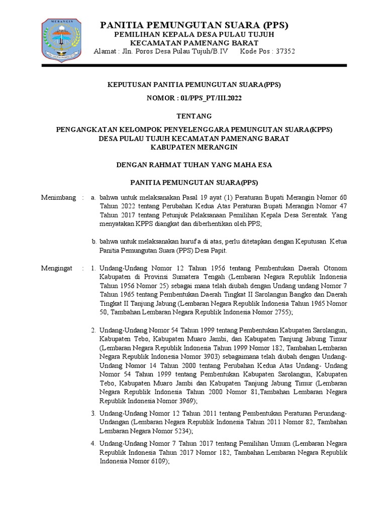 SK KPPS Pilkades 2022 | PDF