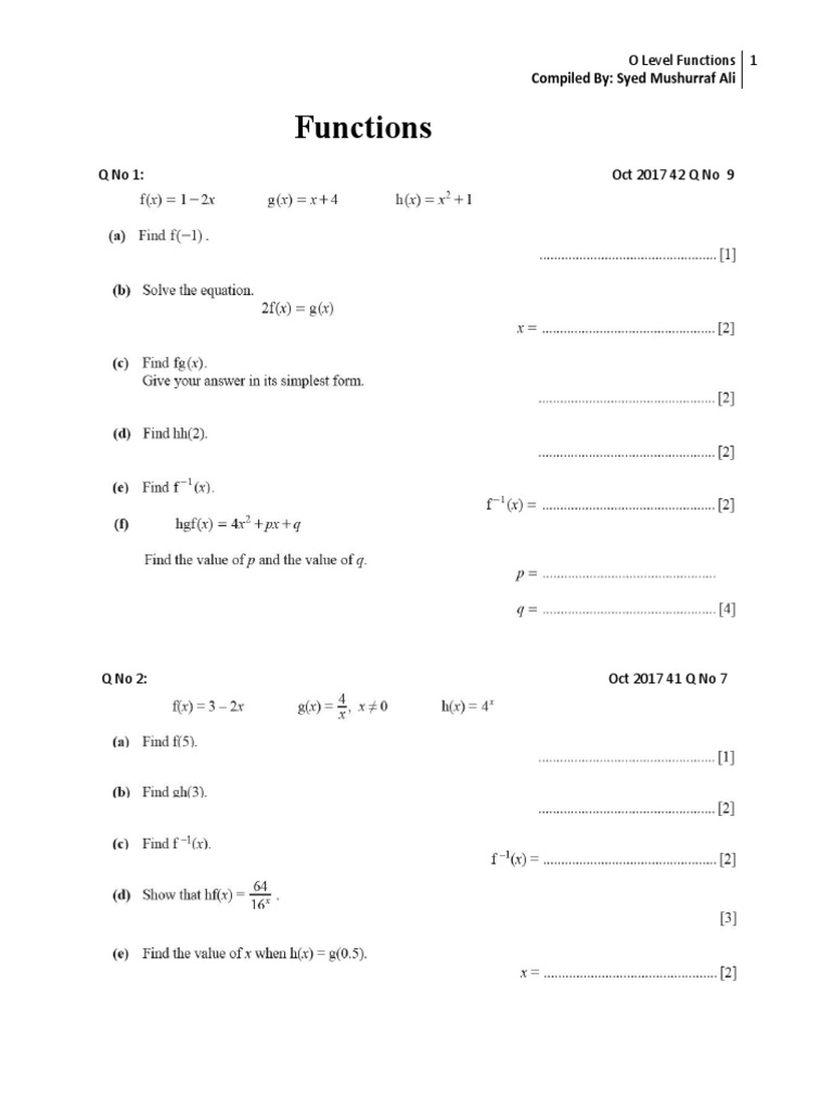 Functions O Level | PDF