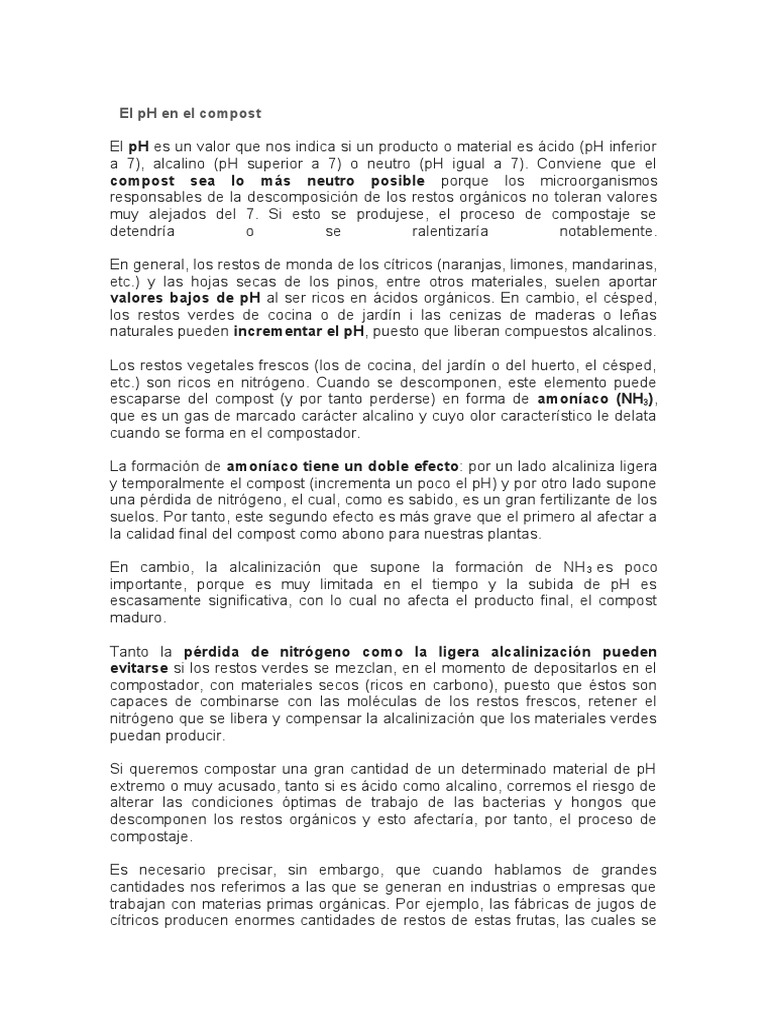 pH del Compost y su Importancia | PDF | Compost | Ph