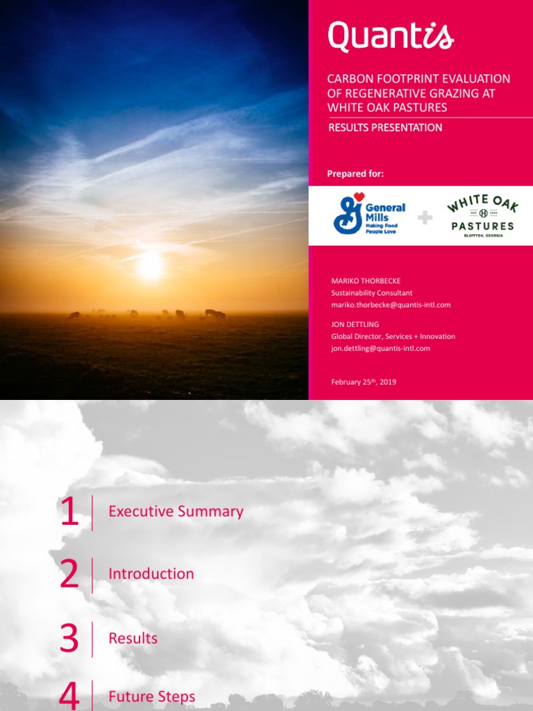 Fijacion de Carbono White Oak Pastures WOP-LCA-Quantis-2019 | PDF | Cattle | Carbon Sequestration