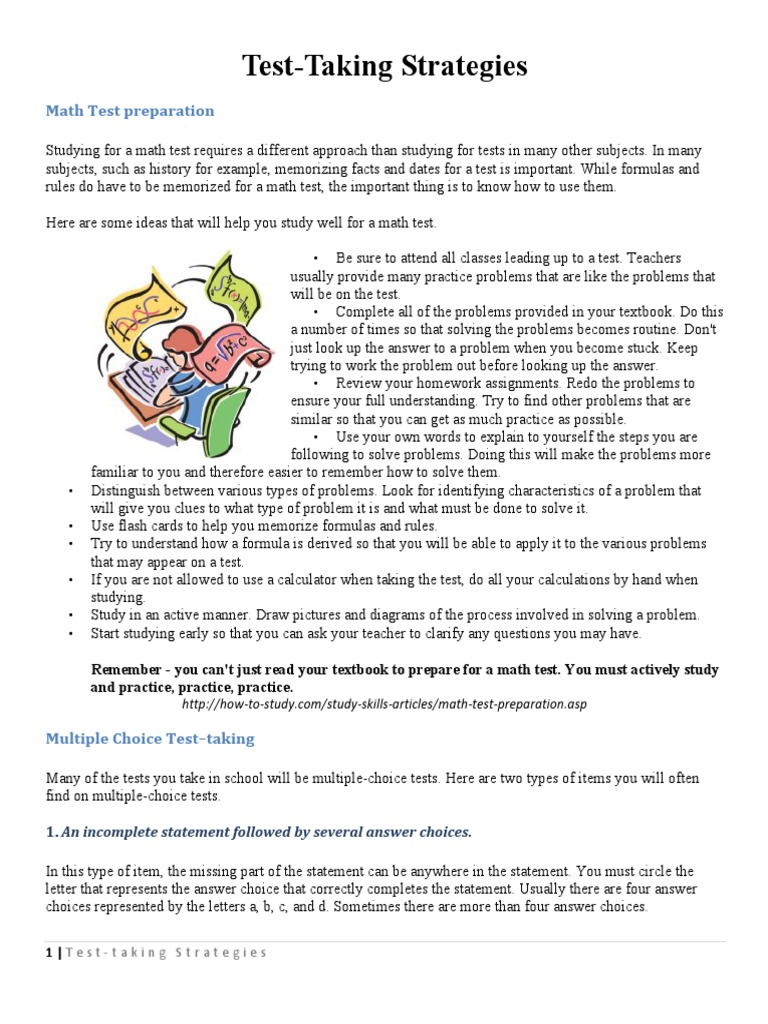Test Taking Strategies | PDF | Multiple Choice | Cognition
