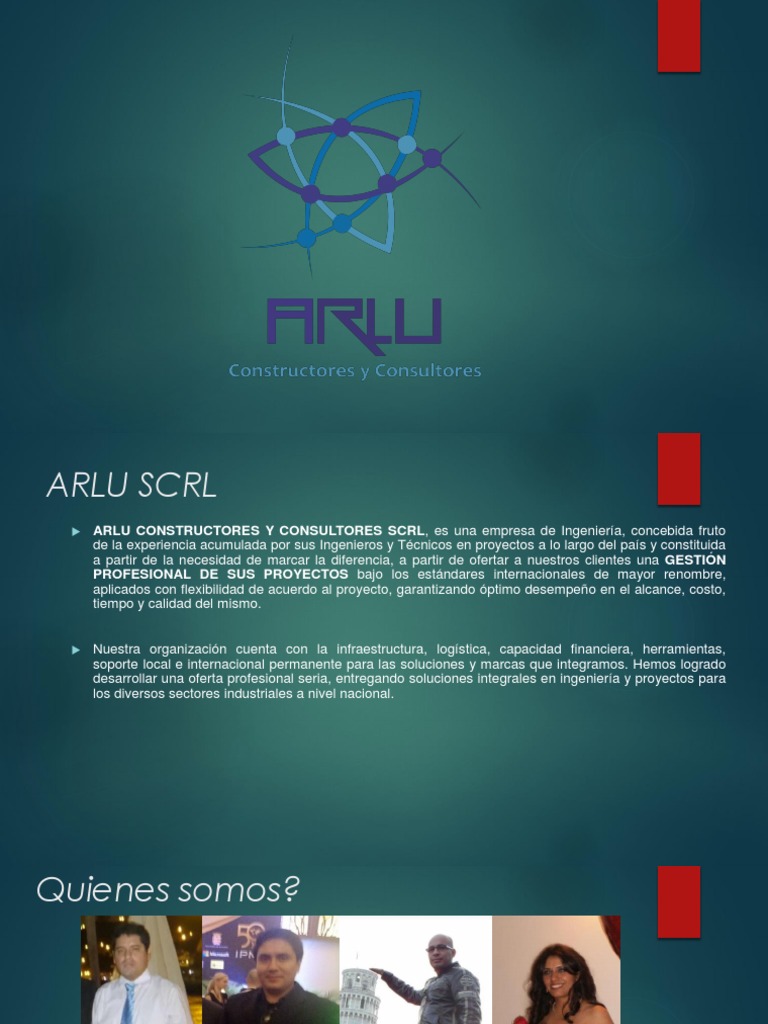 Presentación Arlu Constructores SCRL | PDF | Ingeniería | Ingeniería mecánica