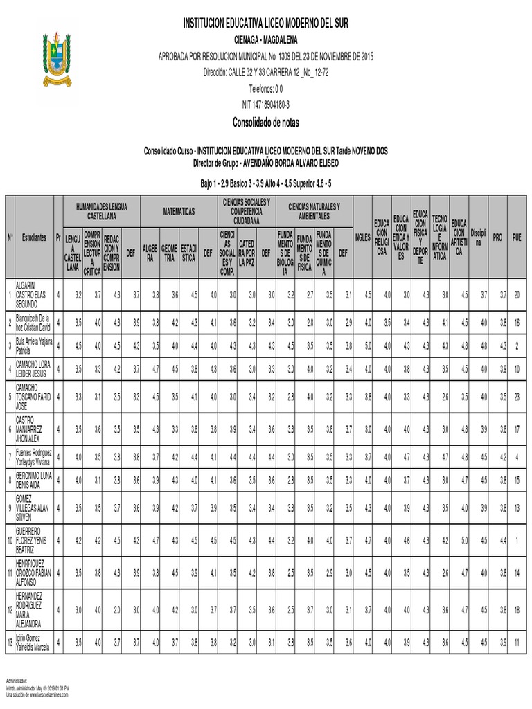 Consolidado Notas | PDF