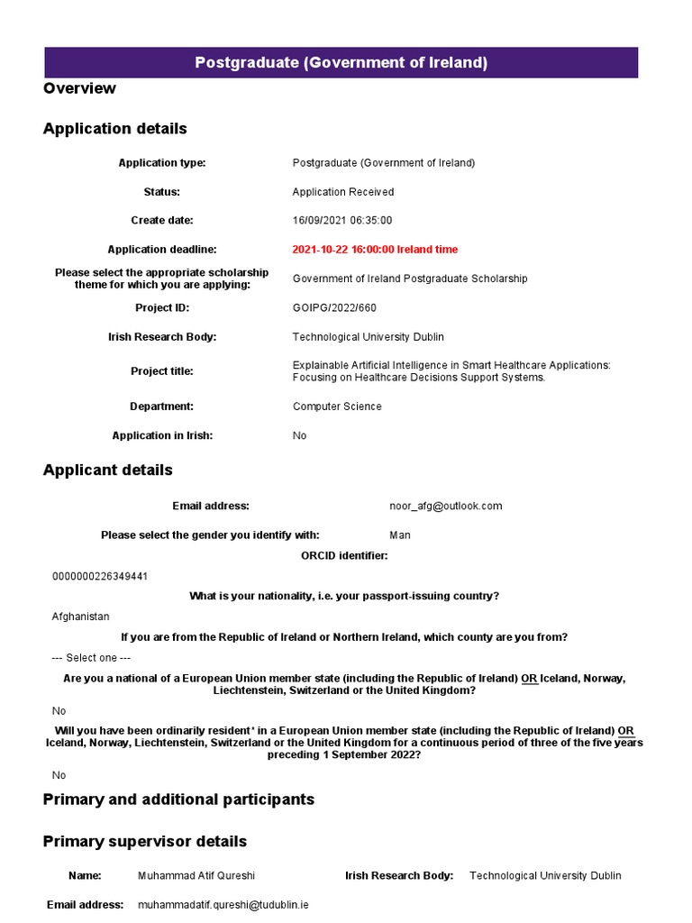 Postgraduate (Government of Ireland) | PDF | Artificial Intelligence ...