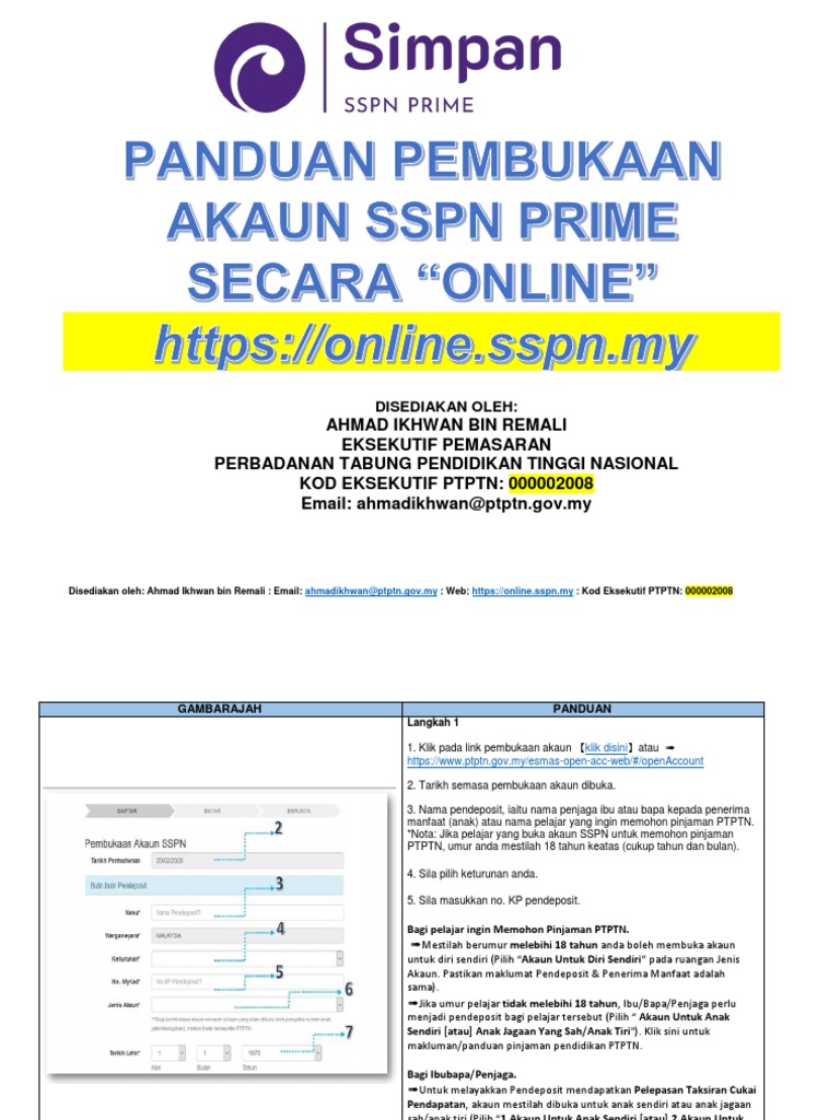 Panduan Pembukaan Akaun SSPN I - Ahmadikhwan - v2 - 2022 | PDF