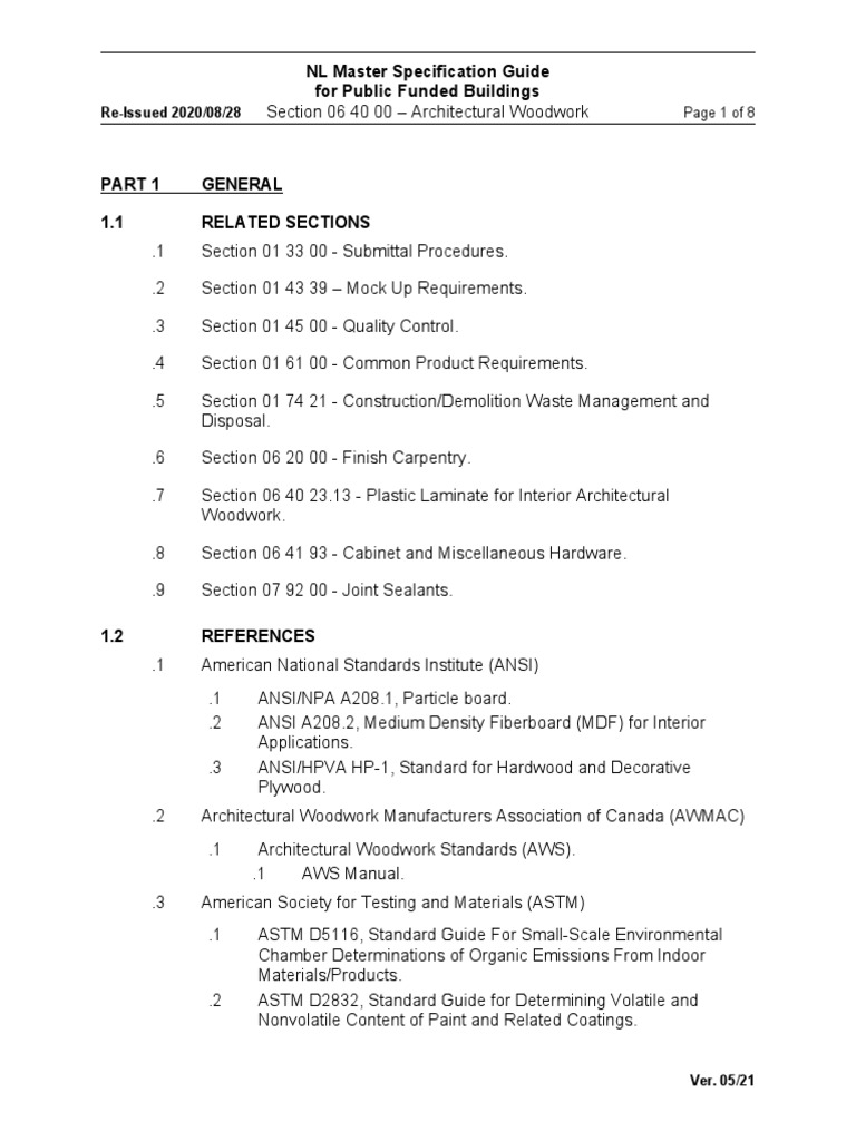 NL Master Specification Guide For Public Funded Buildings: Re-Issued ...