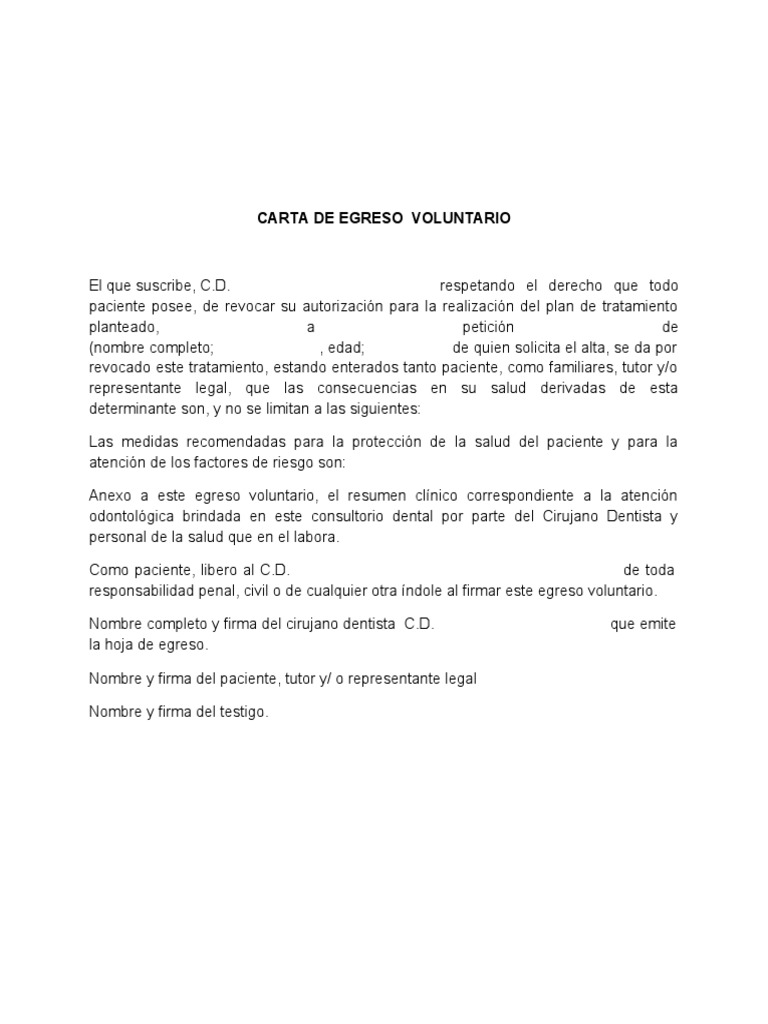 Carta de Egreso Voluntario | PDF