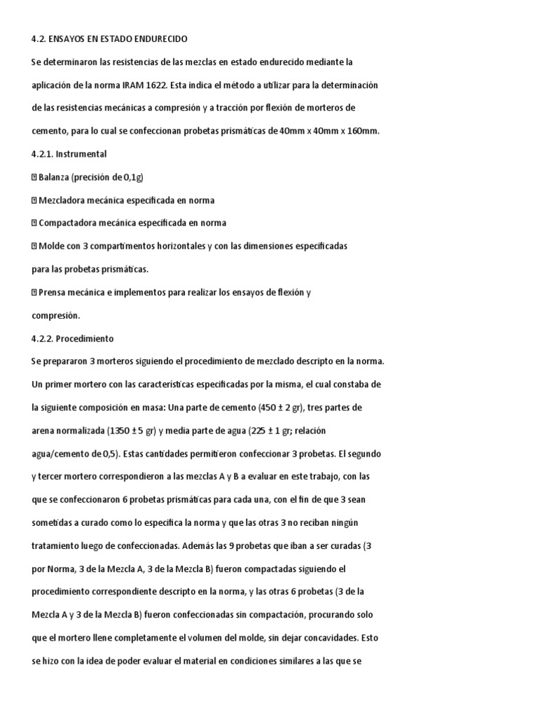 Procedimiento Iram 1622 | PDF | Cemento | Materiales