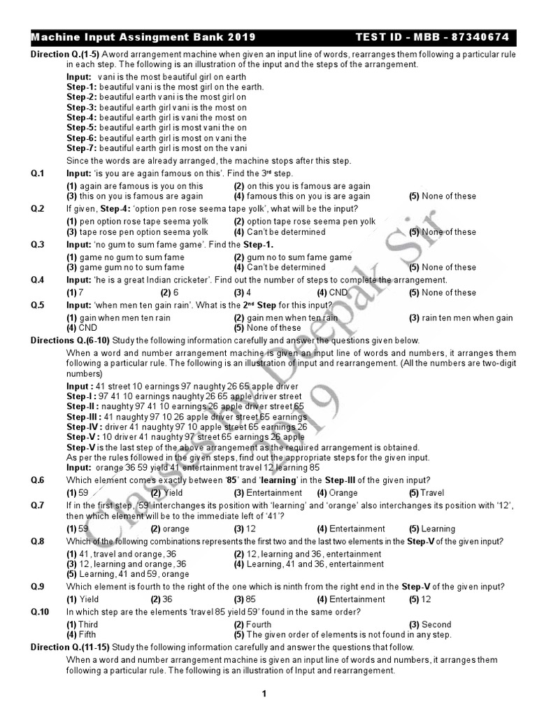 Input - Output ENG QUES | PDF Input - Output ENG QUES | PDF