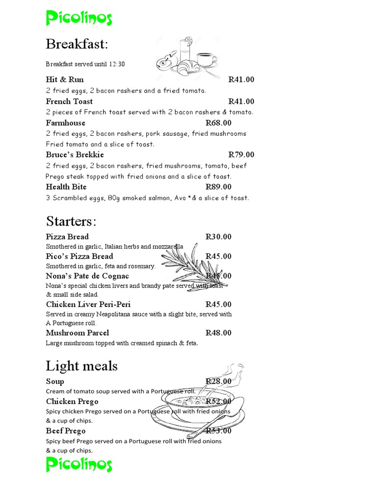 Picolinos: Breakfast | Download Free PDF | Hamburgers | Lasagne