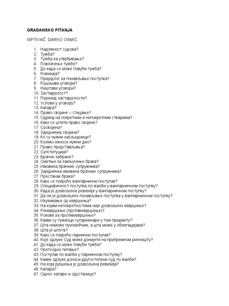 Građansko Pitanja Pravosudni | PDF