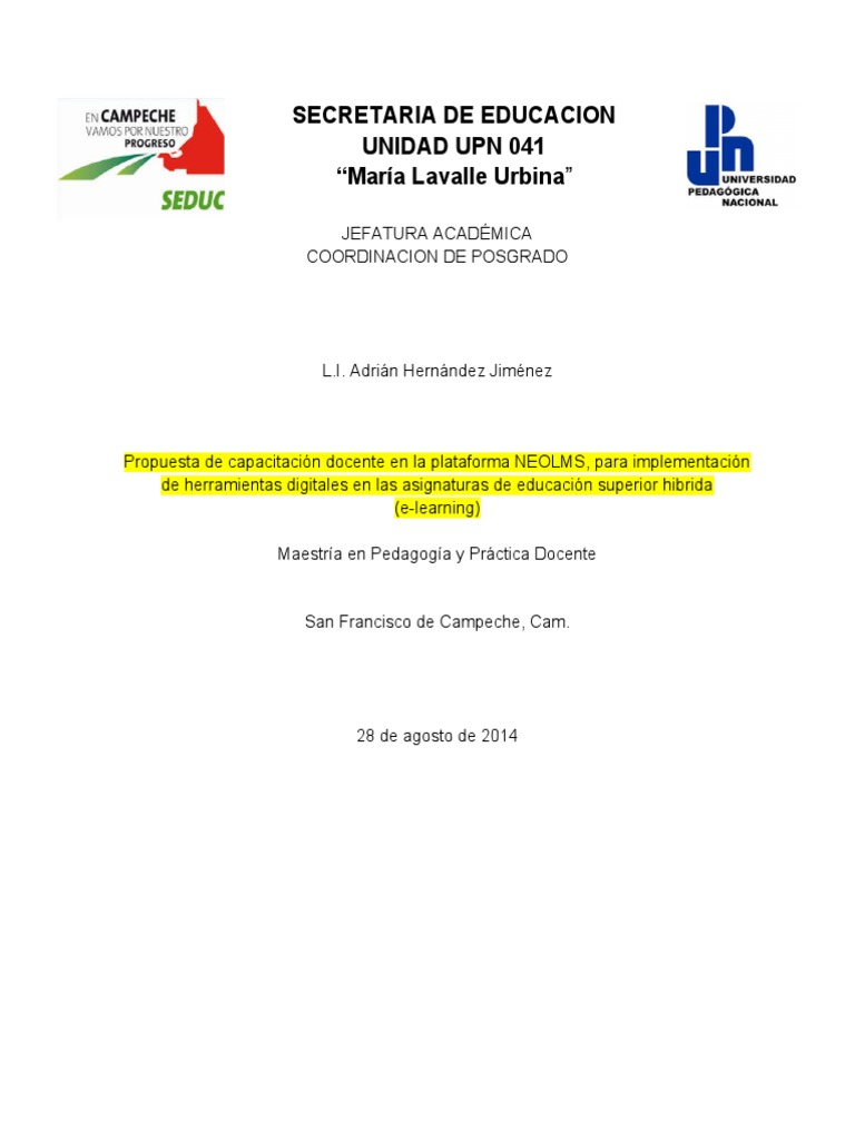 Proyecto Upn | PDF | Maestros | Aprendizaje