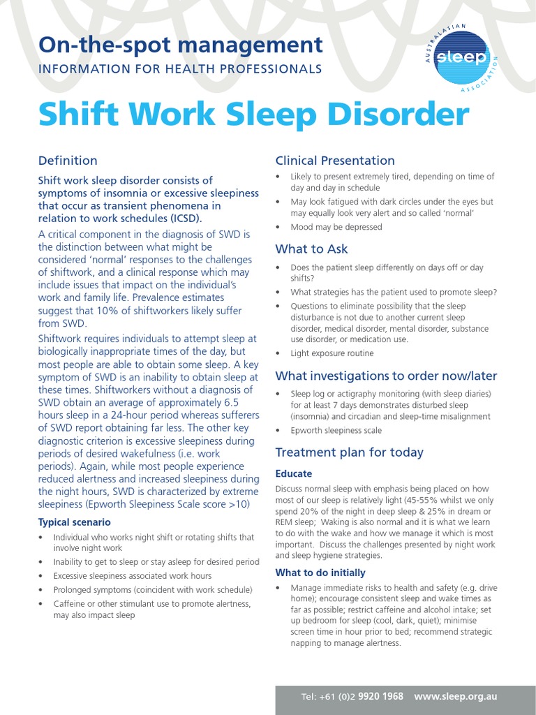 Shiftwork Disorder - 0617 | PDF | Sleep | Shift Work