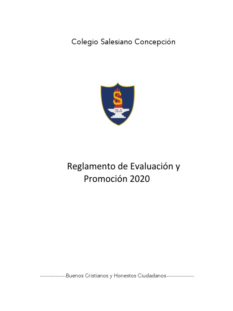 Reglamento de Evaluacion y Promocion Escolar 2020 Colegio Salesiano de Concepcion 4 | PDF ...