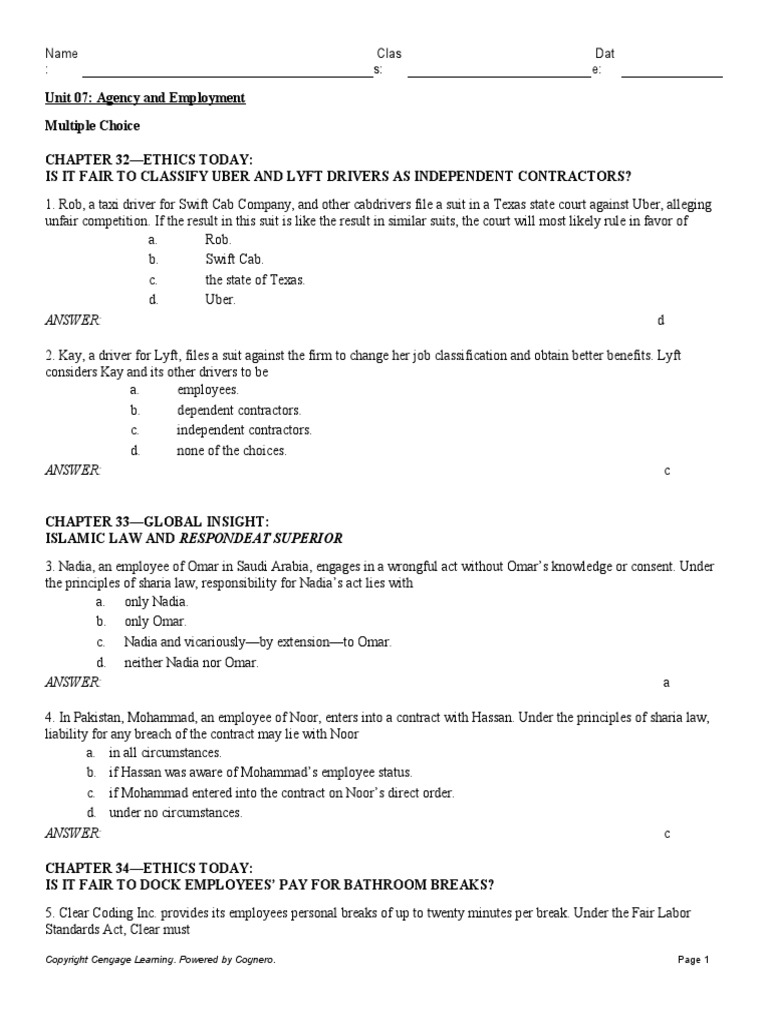 Answer:: Name: Clas S: Dat e | PDF | Employment | Insurance