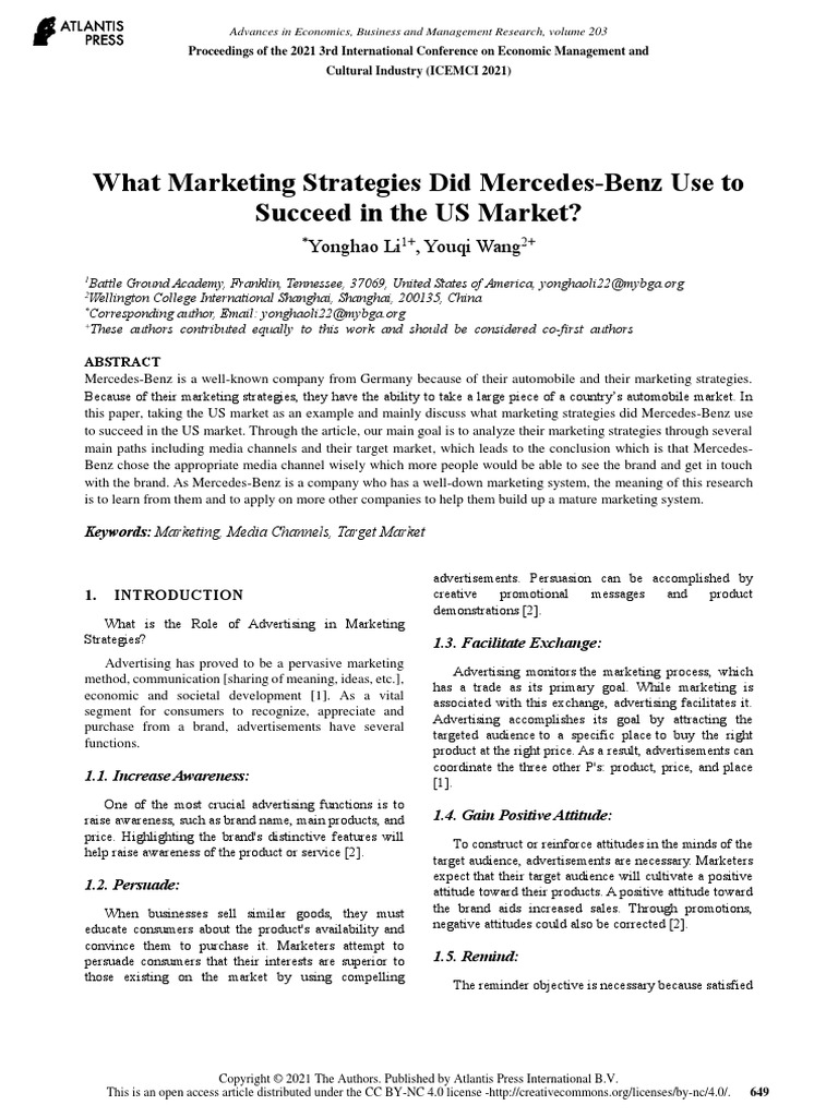 What Marketing Strategies Did Mercedes-Benz Use To Succeed in The US ...