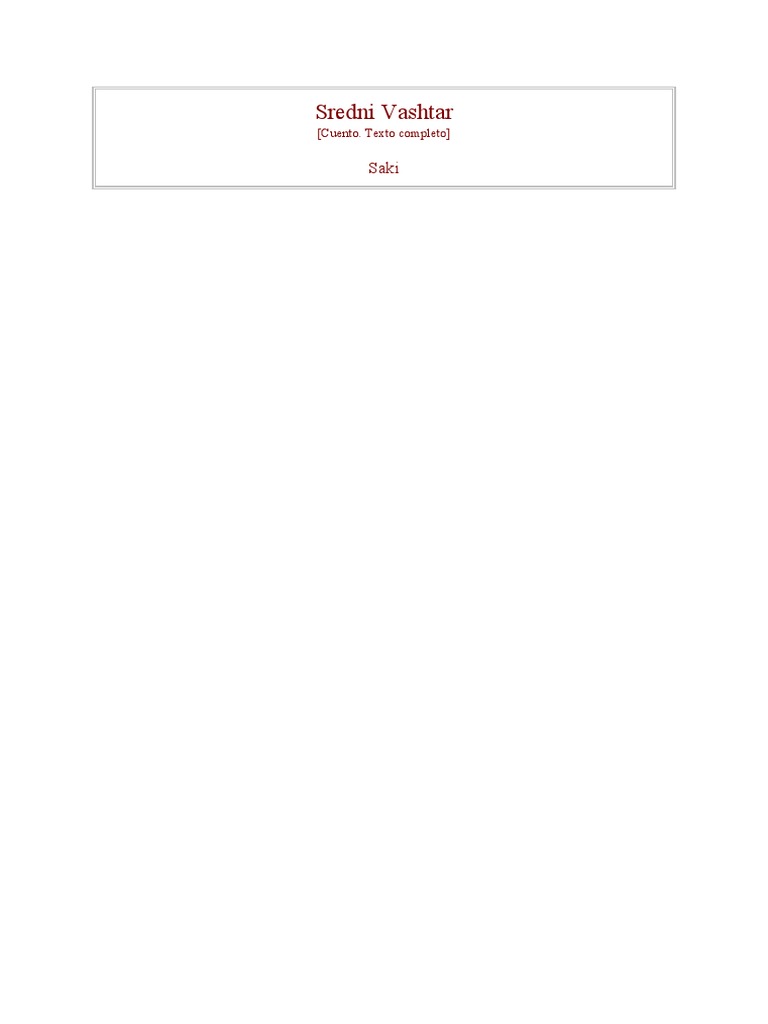 Saki - Sredni Vashtar | PDF