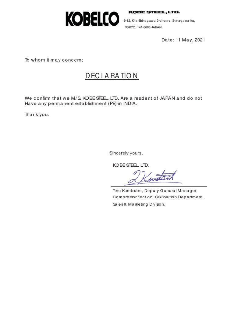 No PE Declaration | PDF