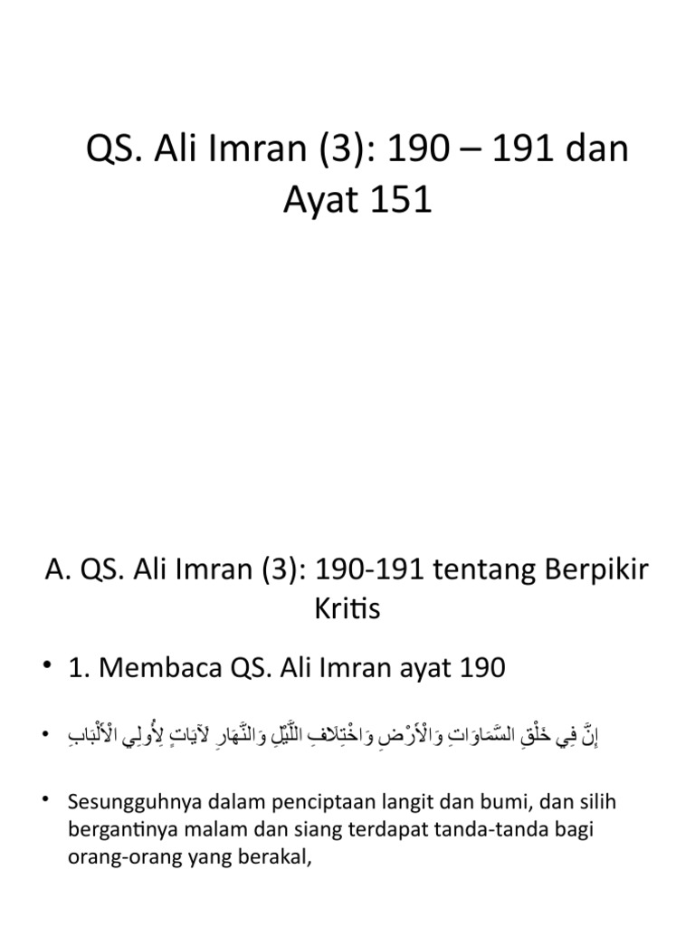 Surat Ali Imran 190-191 Dan 159 | PDF