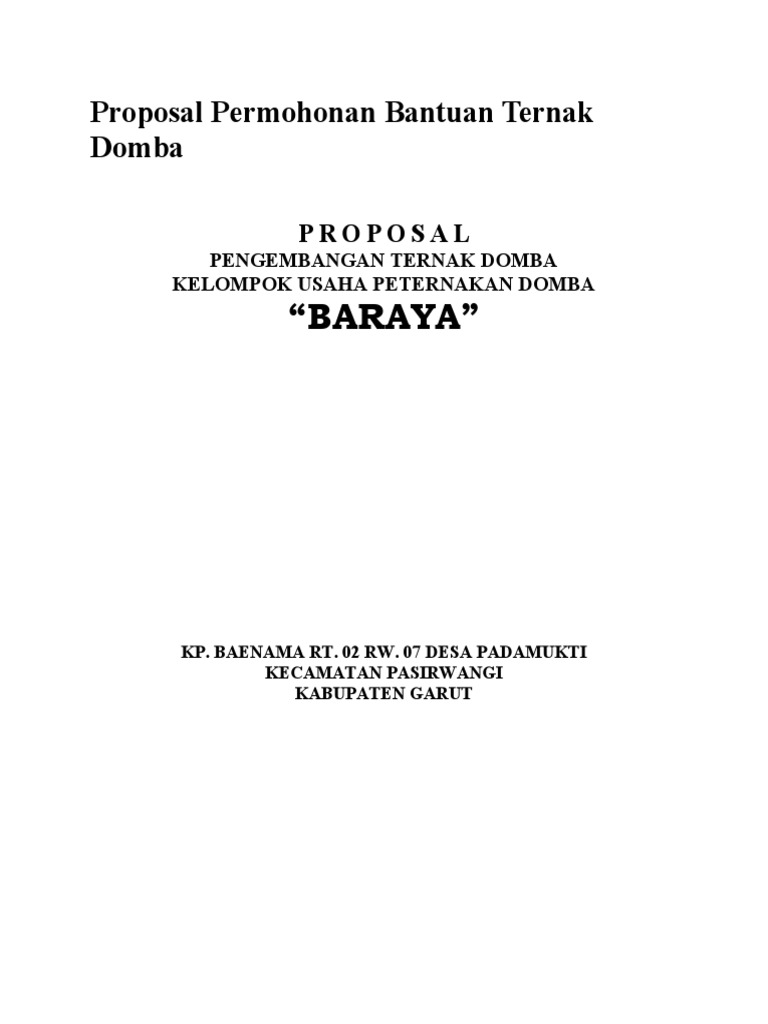 Proposal Contoh Domba | PDF