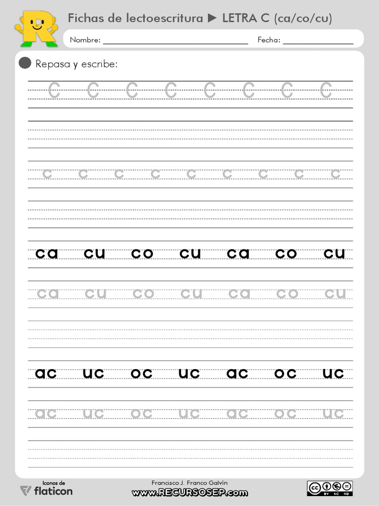 9 Fichas Lectoescritura Montessori Recursosep Letra C Cacocu Imprenta | PDF