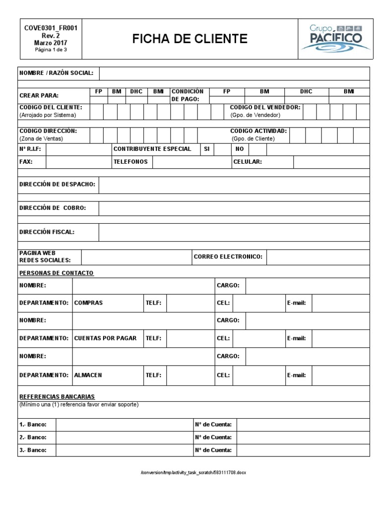 COVE0301 - FR001 Ficha Cliente | PDF | Bancos | Economias