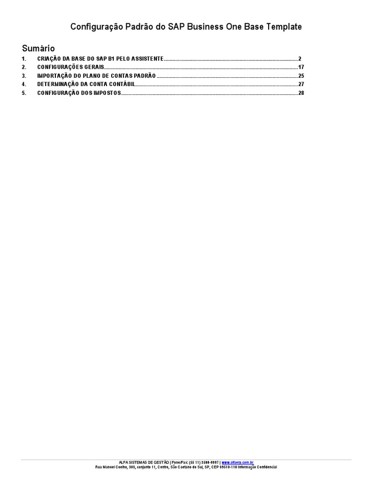 Configuração SAP B1 Base Template - V10 | PDF