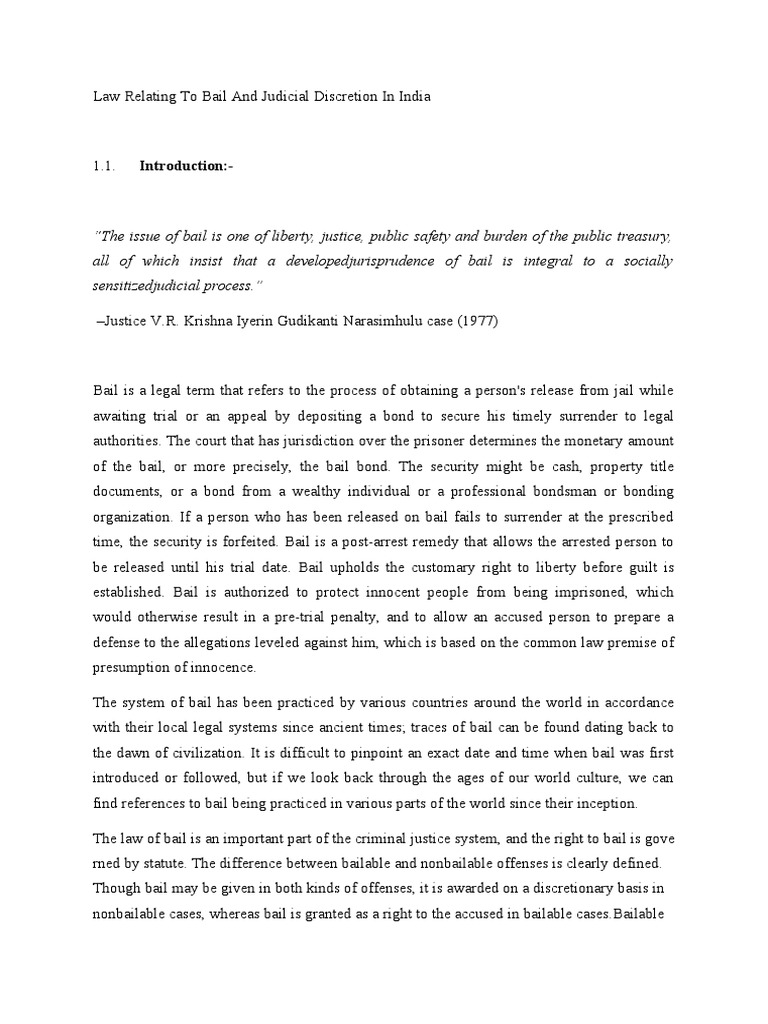 Bail and Judicial Discretion in India | PDF | Bail | Arrest