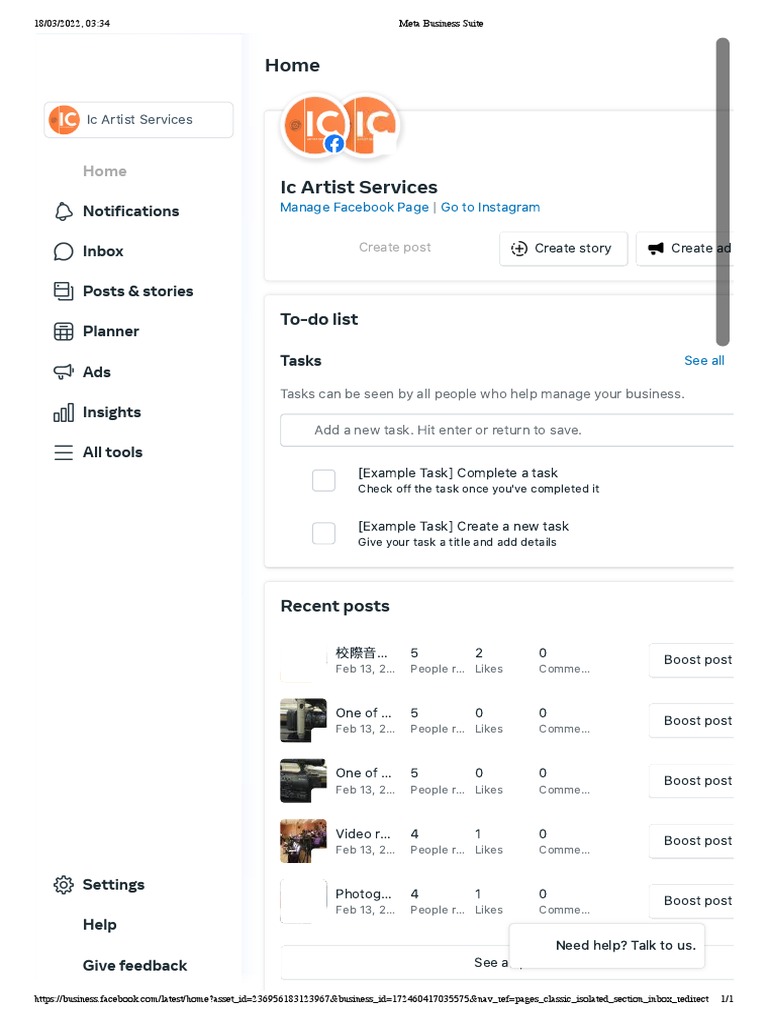 To-Do List: Notifications Inbox Posts & Stories Planner Ads Insights ...