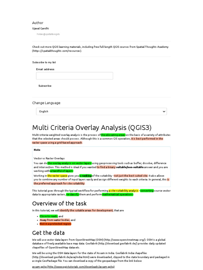 Multi Criteria Overlay Analysis (QGIS3) - QGIS Tutorials and Tips | PDF | Geographic Information ...