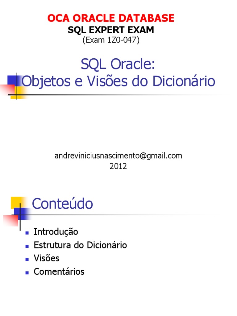 09 - SQL Oracle - Objetos e Visões Do Dicionário | PDF