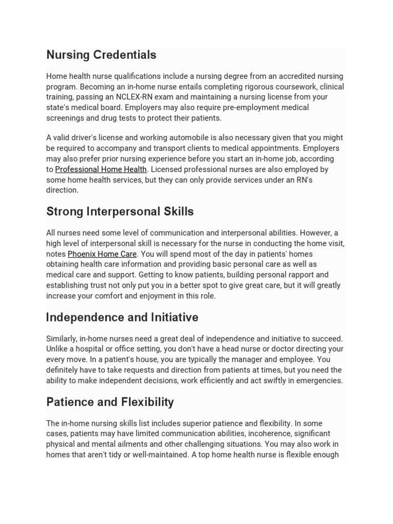 Nursing Credentials: Professional Home Health | PDF | Nursing | Patient